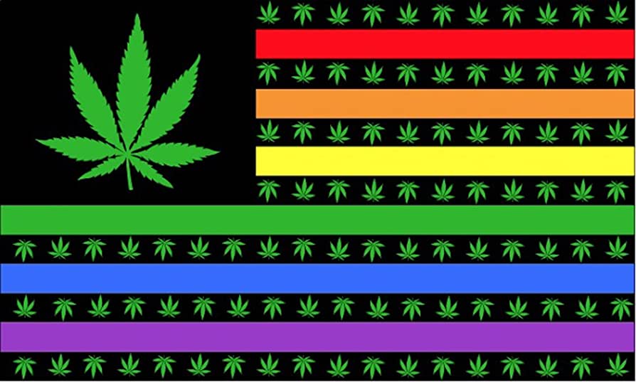 Marijuana Rainbow Flag – Natural Roots Tshirts and Accessories